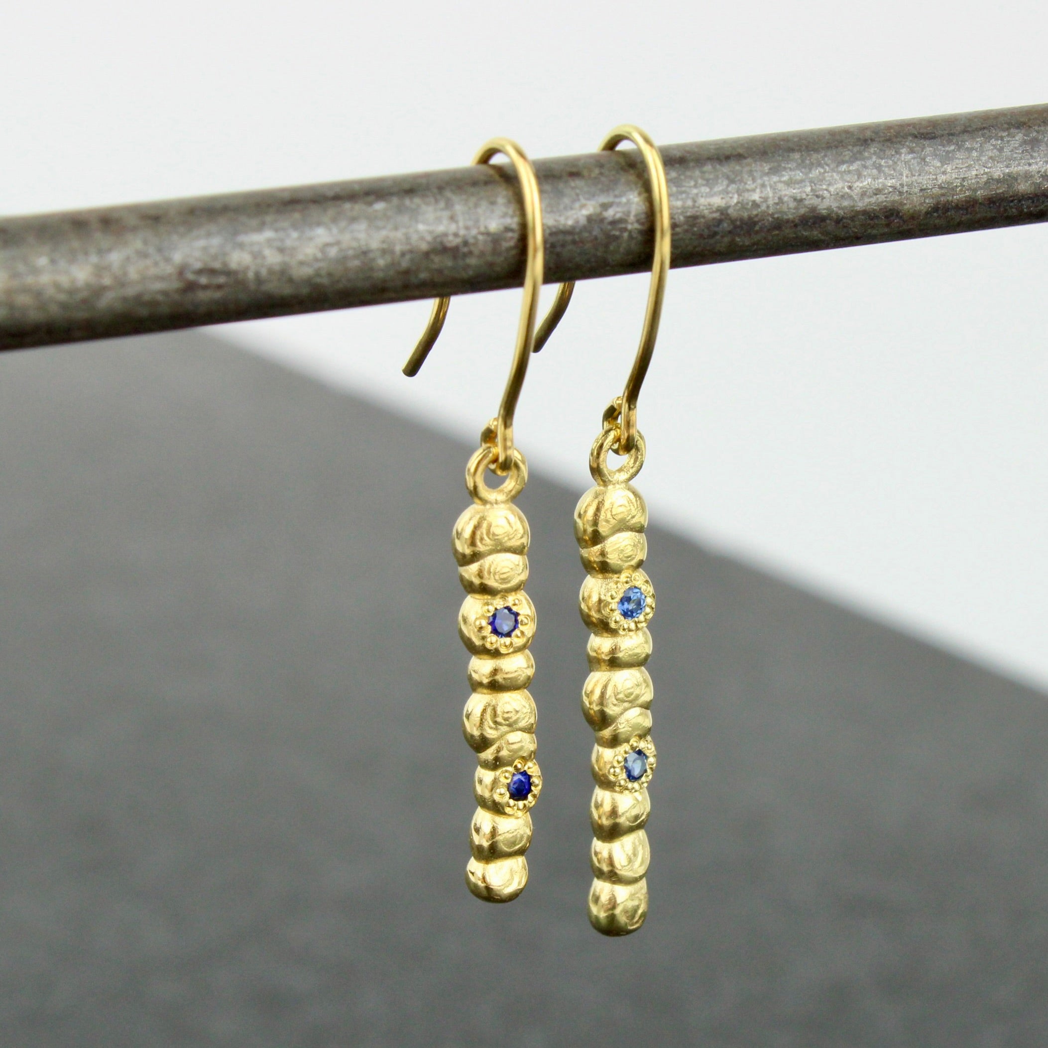 Annui Sapphire Earrings - gold – Kina NZ Design + Artspace