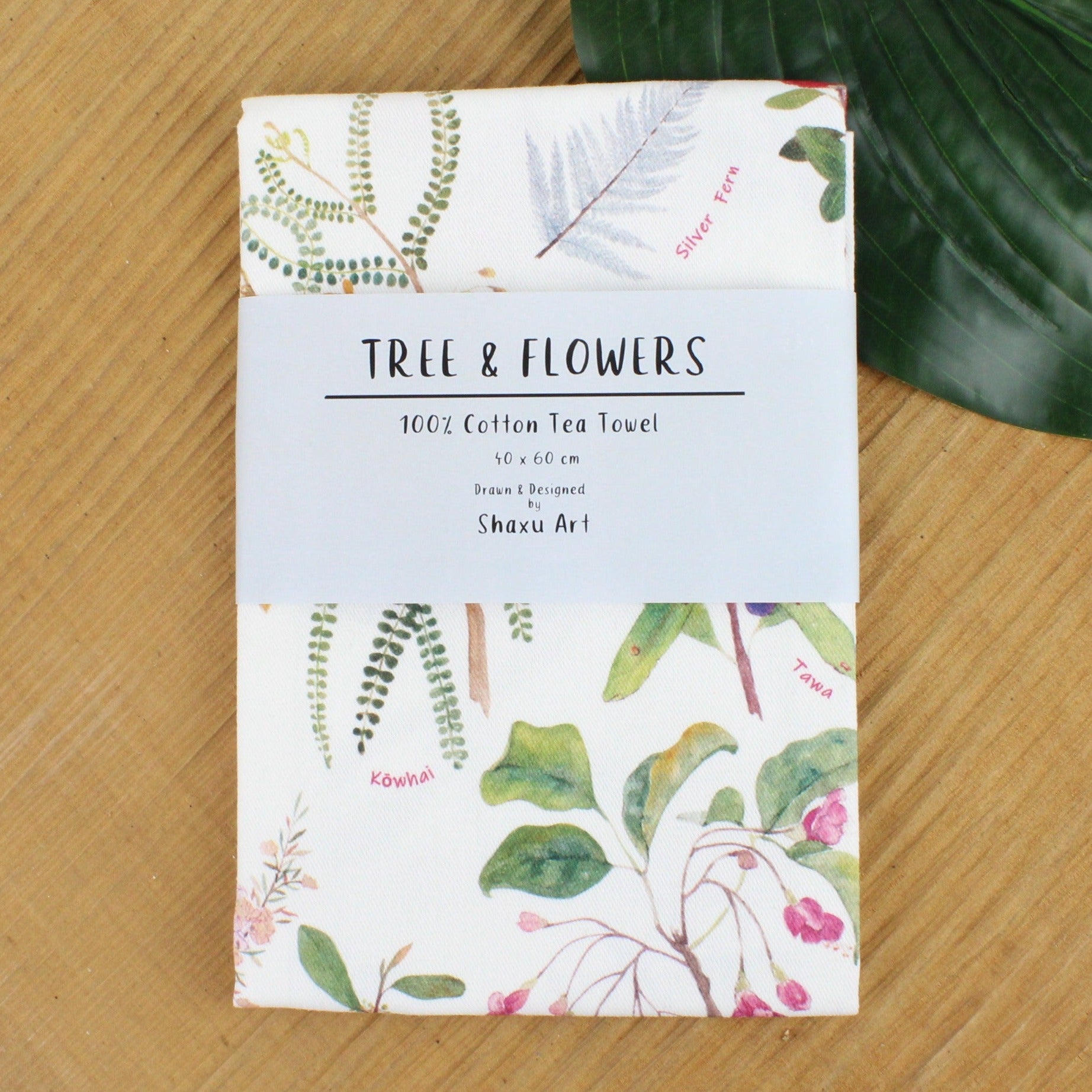 New Zealand Trees and Flowers Tea Towel – Kina NZ Design + Artspace
