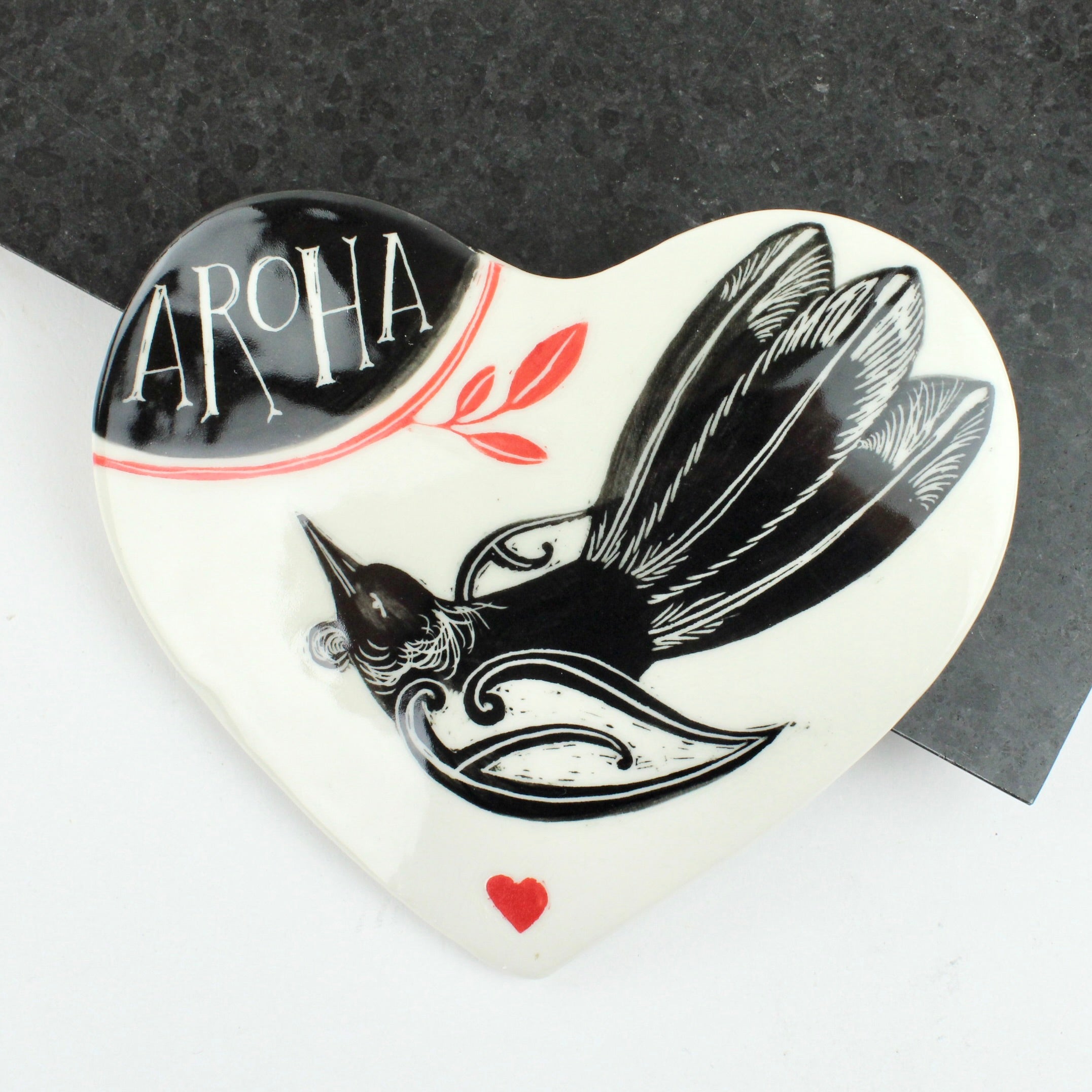 Tui Aroha Heart - black – Kina NZ Design + Artspace