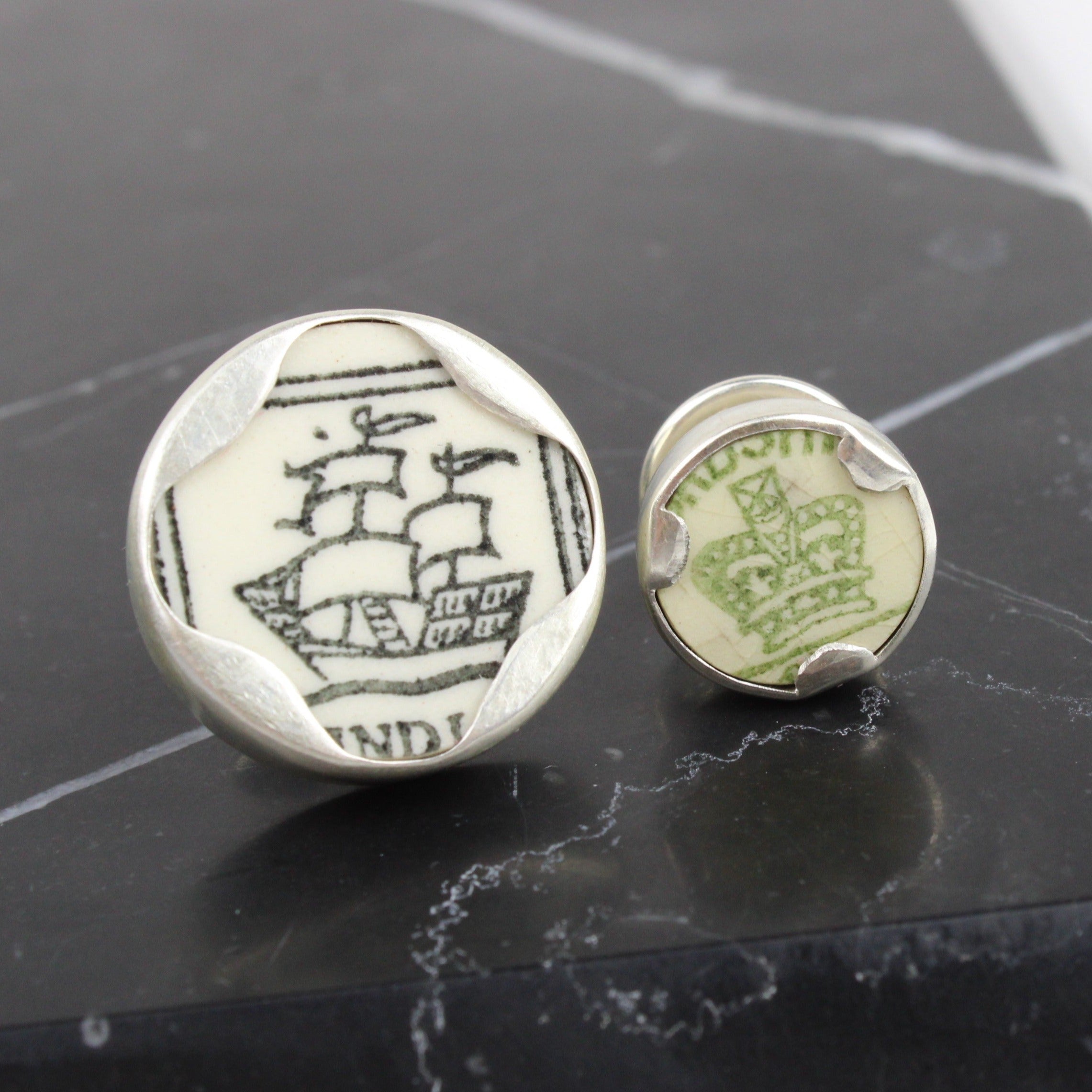China brooch set of 2 - ship and makers mark – Kina NZ Design + Artspace