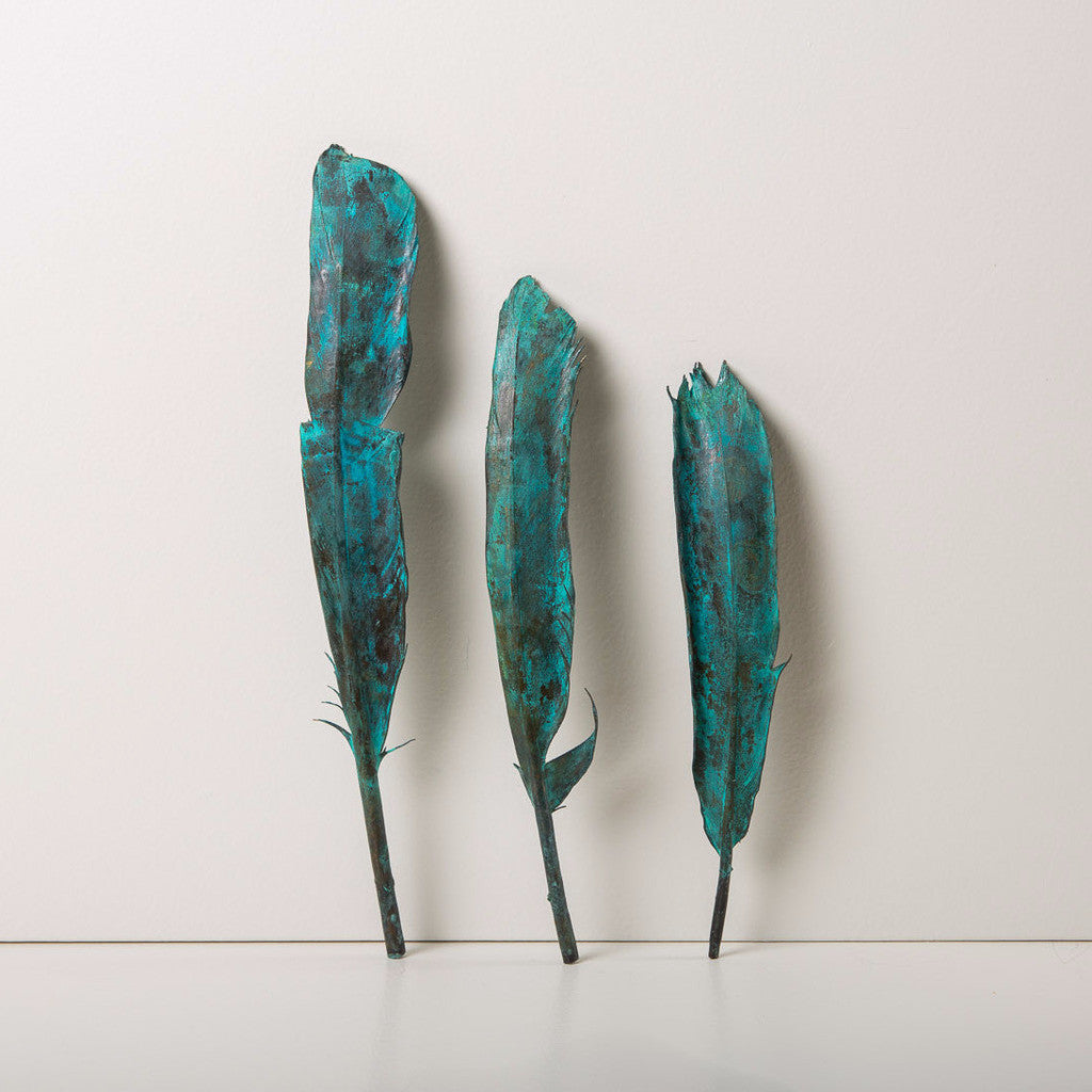 Green Patina Copper Feather – Kina NZ Design + Artspace