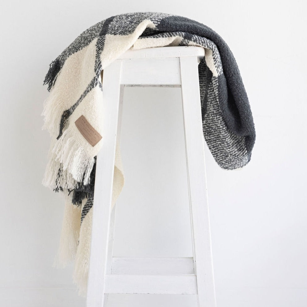 Wool twill throw - Block Check – Kina NZ Design + Artspace